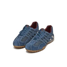 Schn&uuml;rschuh Geox "U SNAKE ORIGINAL", Herren, Gr. 40, blau (hellblau), Leder, Textil, Schuhe Schn&uuml;rschuh, Schn&uuml;rschuh, Freizeitschuh, Trekking Sneaker mit Lederinnensohle