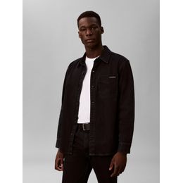 Jeanshemd Calvin Klein Jeans, Herren, Gr. M, N-Gr, blau schwarz stone, Denim/Jeans, Obermaterial: 100% Baumwolle, unifarben, regular fit normal, Rundhals, eingesetzt Manschette mit Schlitz, Hemden Jeanshemd, Regular fit mit Rundhalsausschnitt