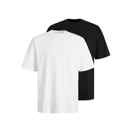 Jack & Jones Rundhalsshirt JACK & JONES "JJEBRADLEY TEE SS O-NECK 2PK MP NOOS", Herren, Gr. XXL, schwarz, Single Jersey, Obermaterial: 100% Baumwolle, unifarben, relaxed fit normal, Rundhals, Shirts Rundhalsshirt, Baumwolle, relaxed fit