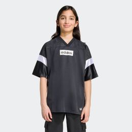 T-Shirt adidas originals "JERSEY TEE", M&auml;dchen, Gr. 128, schwarz, Obermaterial: 100% Polyester, V-Ausschnitt, Shirts T-Shirt, sportlicher Stil, V-Ausschnitt, Oversize-Passform, aus Polyester