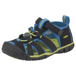 Sandale Keen "SEACAMP II CNX", M&auml;dchen, Gr. 25/26, bunt (schwarz, lime), Synthetik, Schuhe Sandale