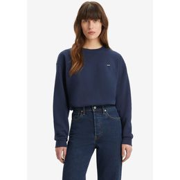 Levi's Sweatshirt LEVI'S "EVERYDAY CREW SWEATSHIRT", Damen, Gr. S (36), navy blazer brushed fleece, Sweatware, Obermaterial: 58% Baumwolle, 42% Polyester, unifarben, regular fit normal, Rundhals, B&uuml;ndchen, Sweatshirts Sweatshirt, mit kleinem Logo auf der Brust