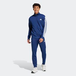 Trainingsanzug adidas Sportswear "M 3S TR TT TS", Jungen, Gr. M, blau (dunkelblau), Obermaterial: 100% Polyester, Sportanz&uuml;ge Trainingsanzug, f&uuml;r Laufen und sportliche Aktivit&auml;ten, zweiteiliges Set