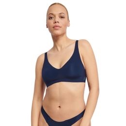 Soft-BH Sloggi "ZERO Feel 2.0", Damen, Gr. S, N-Gr, blau (navy blau), Single Jersey, Obermaterial: 76% Polyamid, 24% Elasthan, unifarben, BHs Soft-BH, nahtlos, herausnehmbaren Pads, V-Ausschnitt, breite Tr&auml;ger