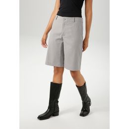 Bermudas Aniston CASUAL, Damen, Gr. 48, N-Gr, grau (hellgraumeliert), Web, Obermaterial: 78% Polyester, 20% Viskose, 2% Elasthan, meliert, unifarben, figurumspielend normal, Hosen Bermudas, mit weitem Bein