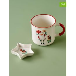 Bella Maison 2tlg. Kaffeeset "Elfie" in Wei&szlig;/ Rot - 38% | Gedeckter-tisch