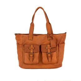 Melina C Leder-Schultertasche "Adelfia" in Camel - (B)40 x (H)30 x (T)16 cm - 72% | Damen-taschen