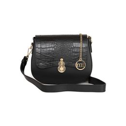 Mia Tomazzi Leder-Umh&auml;ngetasche "Barbavara" in Schwarz - (B)19 x (H)17 x (T)6,5 cm - 73% | Damen-taschen