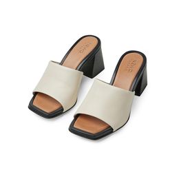 Tamaris Leder-Pantoletten in Creme - 67% | Gr&ouml;&szlig;e 37 | Damen-pantoletten