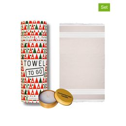 Towel to Go 2tlg. Set: "Wellness & Spa" in Sand - 40% | Badtextilien