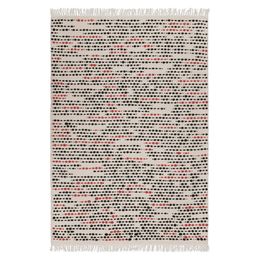 Wecon Home Schurwoll-Teppich "London" in Creme/ Rot/ Schwarz - 64% | Gr&ouml;&szlig;e 80x150 cm |