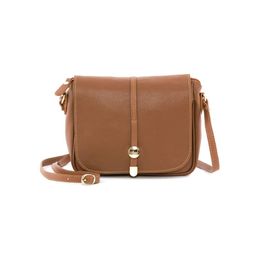 Pia Sassi Leder-Umh&auml;ngetasche in Hellbraun - (B)25 x (H)23 x (T)7 cm - 75% | Damen-taschen