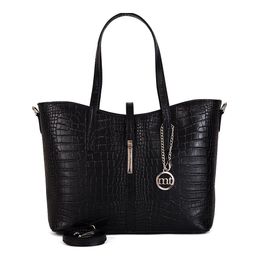 Mia Tomazzi Leder-Schultertasche "Valbrona" in Schwarz - (B)40 x (H)27 x (T)14 cm - 73% | Damen-taschen
