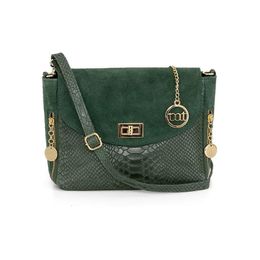 Mia Tomazzi Leder-Umh&auml;ngetasche "Dergano" in Gr&uuml;n - (B)26 x (H)21 x (T)10 cm - 77% | Damen-taschen