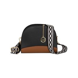Mia Tomazzi Leder-Umh&auml;ngetasche in Schwarz/ Cognac - (B)26 x (H)20 x (T)8 cm - 73% | Damen-taschen