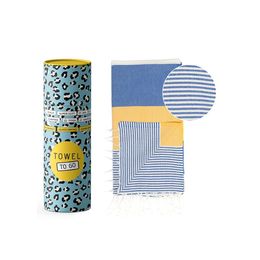 Towel to Go Strandtuch "Towel To Go" in Blau/ Gelb - (L)180 x (B)100 cm - 32% | Badtextilien