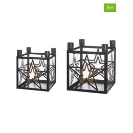 Gilde 2er-Set Adventsleuchter "Modern Star" in Schwarz - (L)22 x (B)22 x (H)25 cm - 14% | Kerzen-vasen