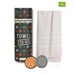 Towel to Go 2tlg. Set: "Wellness & Spa" in Creme - 40% | Badtextilien