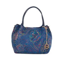 Mia Tomazzi Leder-Henkeltasche "Gonfalone" in Blau/ Bunt - (B)24 x (H)21 x (T)13 cm - 75% | Damen-taschen