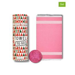 Towel to Go 2tlg. Set: "Wellness & Spa" in Rosa - 40% | Badtextilien