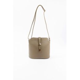 Lia Biassoni Leder-Umh&auml;ngetasche in Taupe - (B)24 x (H)22 x (T)10 cm - 75% | Damen-taschen