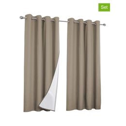 IDOMYA Essentials 2er-Set: Gardine in Taupe - (L)240 x (B)135 cm - 43% | Gardinen-vorhaenge