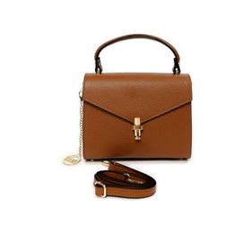 Mia Tomazzi Leder-Umh&auml;ngetasche ''Barzini'' in Hellbraun - (B)27 x (H)16 x (T)8 cm - 76% | Damen-taschen