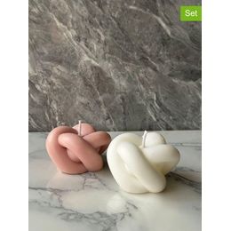ABERTO DESIGN 2er-Set: Kerzen in Wei&szlig;/ Rosa - (H)5 x &Oslash; 6 cm - 30% | Kerzen-vasen
