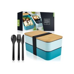 Moritz & Moritz Lunchbox "Bento" in T&uuml;rkis/ Hellbraun - 1,36 l - 11% | Aufbewahren-servieren