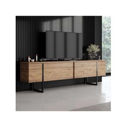 Scandinavia Concept TV-Kommode "Luxe" in Hellbraun/ Schwarz - (B)180 x (H)50 x (T)30 cm - 58% | Regale
