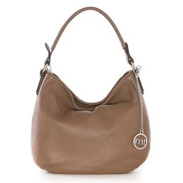 Mia Tomazzi Leder-Schultertasche "Molise" in Hellbraun - (B)30 x (H)20 x (T)8 cm - 76% | Damen-taschen