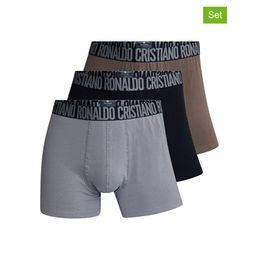 CR7 3er-Set: Boxershorts in Grau/ Schwarz/ Braun - 56% | Gr&ouml;&szlig;e L | Herren-waesche