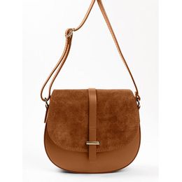 Lia Biassoni Leder-Umh&auml;ngetasche in Hellbraun - (B)23 x (H)20 x (T)6 cm - 74% | Damen-taschen