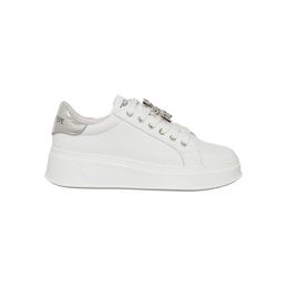 Patrizia Pepe Leder-Sneakers in Wei&szlig;/ Silber - 59% | Gr&ouml;&szlig;e 40 | Damen-sneakers