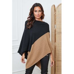 So Cachemire Poncho "Kordeva" in Schwarz/ Hellbraun - 68% | Gr&ouml;&szlig;e M | Damenjacken