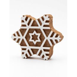 Samimi Blockdruck-Stempel ''Snowflake'' in Natur/ Wei&szlig; - (L)7 x (B)7 cm - 30% | Kreativbedarf-diy