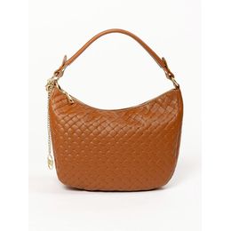 Mia Tomazzi Leder-Schultertasche "Cabrini" in Hellbraun - (B)28 x (H)20 x (T)8 cm - 75% | Damen-taschen
