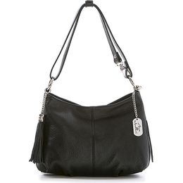 Anna Morellini Leder-Schultertasche "Mia" in Schwarz - (B)30 x (H)20 x (T)8 cm - 68% | Damen-taschen