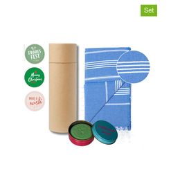 Towel to Go 2tlg. Set: "Wellness & Spa" in Blau - 40% | Badtextilien