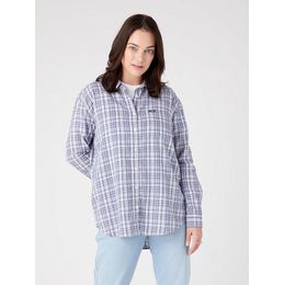 Wrangler Hemd in Blau/ Wei&szlig; - 61% | Gr&ouml;&szlig;e S | Damen-blusen