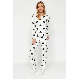 Trendyol Pyjama in Creme/ Schwarz - 40% | Gr&ouml;&szlig;e M | Damen-loungewear