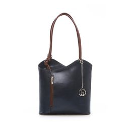 Lia Biassoni Leder-Schultertasche in Dunkelblau - (B)28 x (H)55 x (T)9 cm - 74% | Damen-taschen