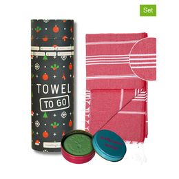 Towel to Go 2tlg. Set: "Wellness & Spa" in Pink - 40% | Badtextilien