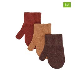 Mikk-line 3er-Set: F&auml;stlinge in Dunkelbraun/ Camel/ Bordeaux - 25% | Gr&ouml;&szlig;e 50-92 | Baby-handschuhe