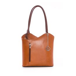 Lia Biassoni Leder-Schultertasche in Hellbraun - (B)28 x (H)55 x (T)9 cm - 76% | Damen-taschen
