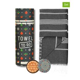 Towel to Go 2tlg. Set: "Wellness & Spa" in Anthrazit - 40% | Badtextilien