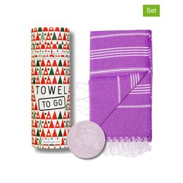 Towel to Go 2tlg. Set: "Wellness & Spa" in Lila - 36% | Badtextilien