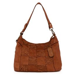 Melina C Leder-Schultertasche "Bulciago" in Camel - (B)34 x (H)23 x (T)16 cm - 68% | Damen-taschen