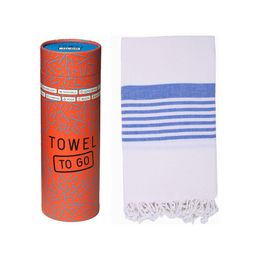 Towel to Go Strandtuch "Towel to Go - Madagaskar" in Wei&szlig;/ Blau - (L)180 x (B)100 cm - 52% | Badtextilien