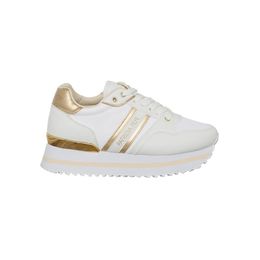 Patrizia Pepe Leder-Sneakers in Wei&szlig;/ Gold - 61% | Gr&ouml;&szlig;e 37 | Damen-sneakers